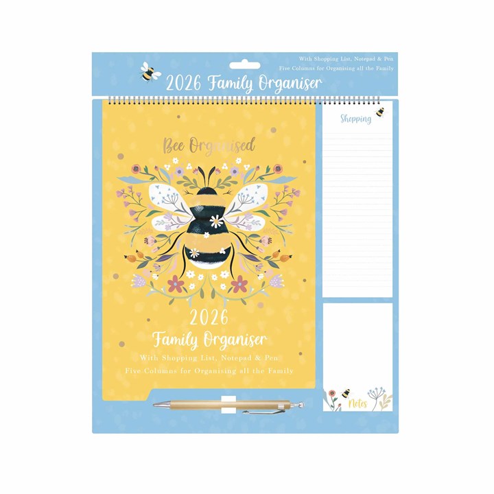 Bees & Flowers Family Organiser 2026 – Wall Calendars
